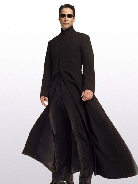 Neo Matrix Keanu Reeves Black Trench Coat | Out Class Jackets